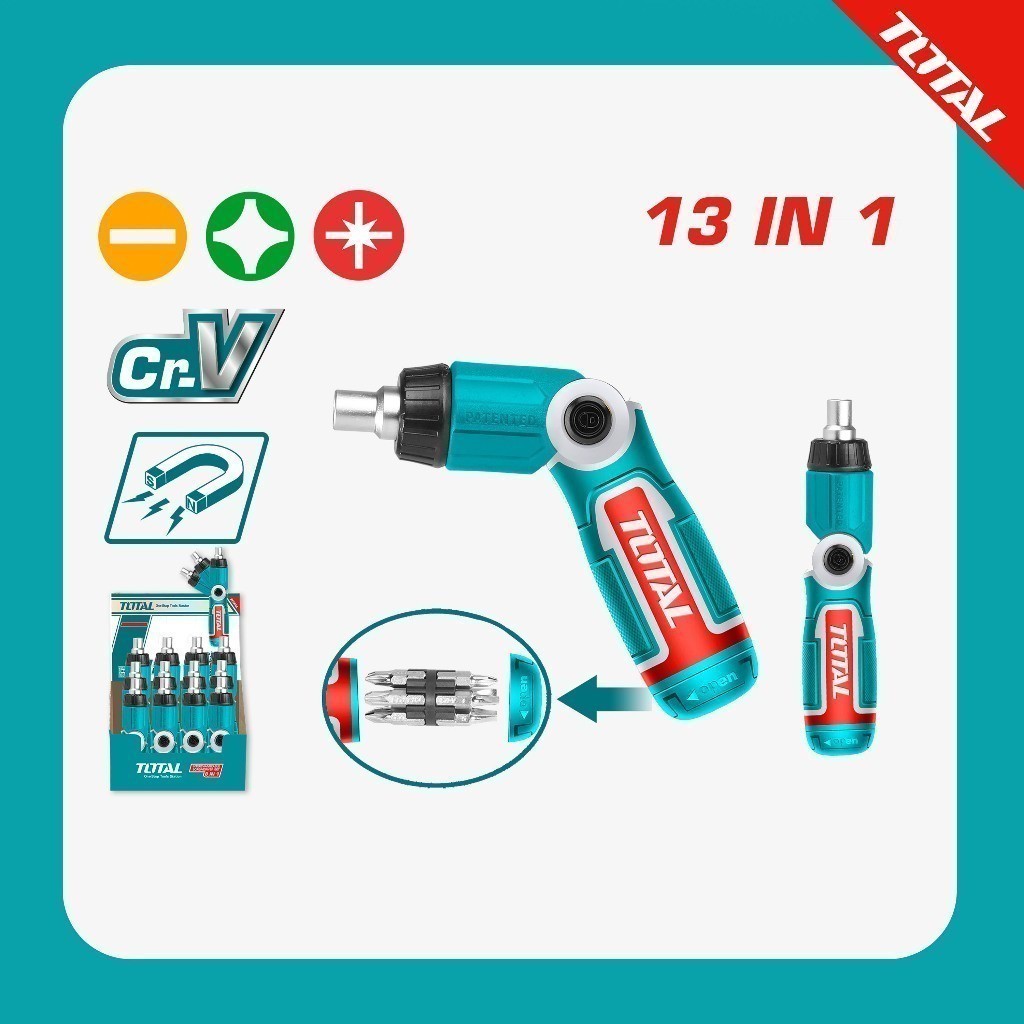 Jual 【TOTAL】Set Obeng Ratchet / 13 In 1 Ratchet Screwdriver Set ...