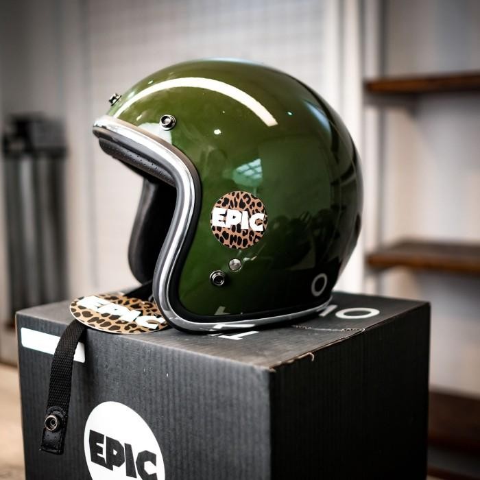 Jual EPIC VEIL HELMET OPEN FACE BASIC VESPA GREEN GLOSSY LIST CHROME ...
