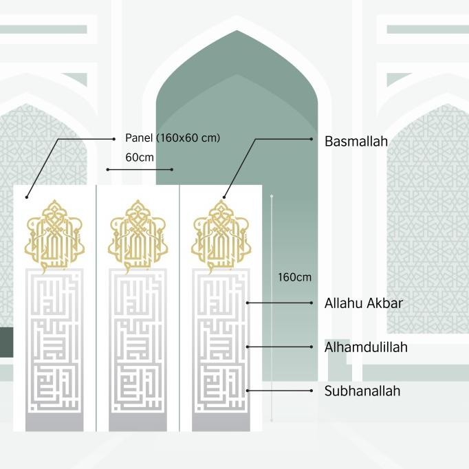 Jual Partisi Custom Logo Masjid, Mushola Atau Kantor -Panel 160X60Cm ...