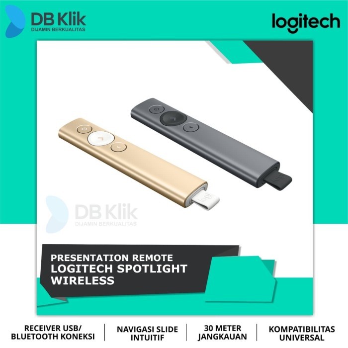 Jual LOGITECH SPOTLIGHT WIRELESS PRESENTATION REMOTE GOLD & SLATE GREY | Shopee Indonesia