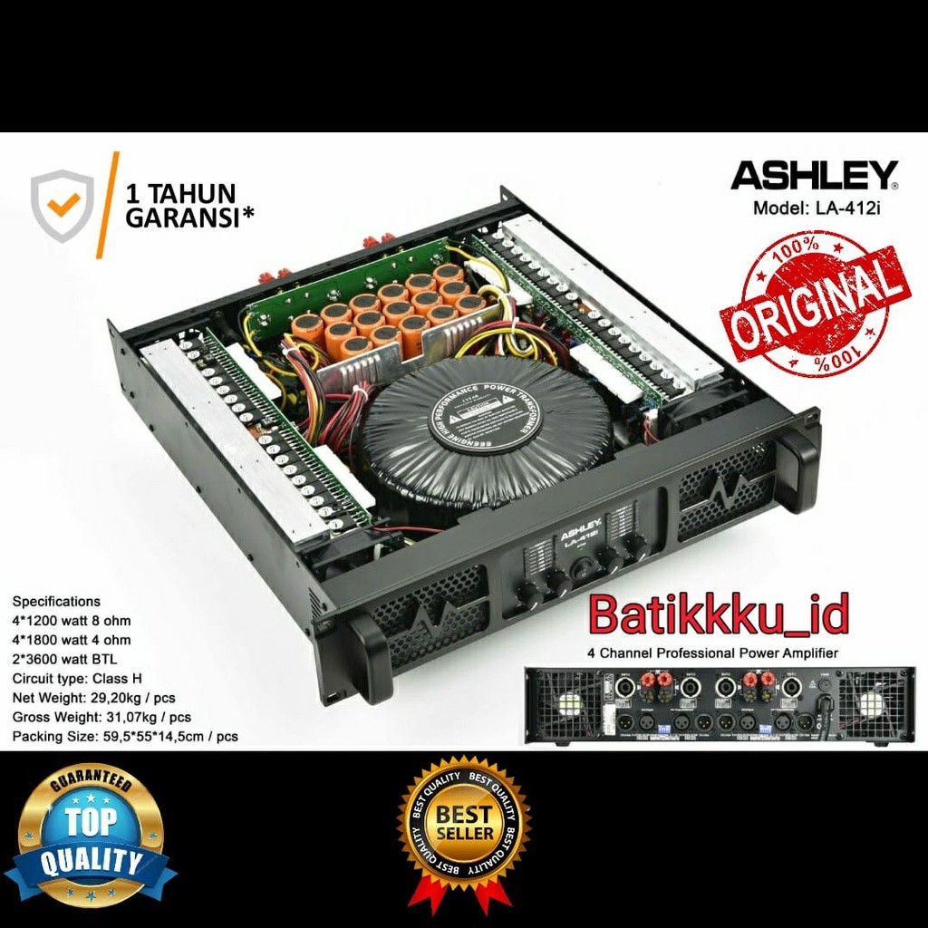 Jual POWER ASHLEY LA412i LA 412i LA 412 i Original 4ch Class H ...