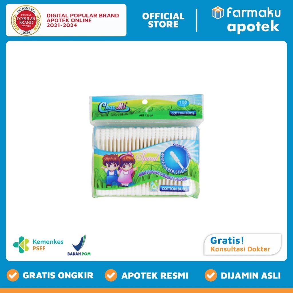 Jual Charmi Cotton Buds Spiral Art 125 SP Isi 100 Piece 1 Pack - PSG ...