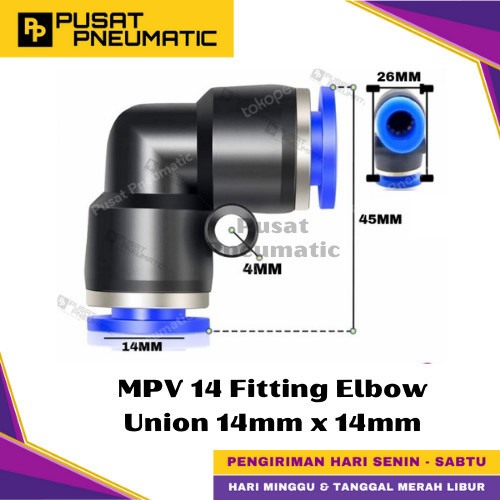 Jual MPV 14 One Touch Union Elbow Fitting Slip Lock Socket Push In Connector Nipple Nepel ...