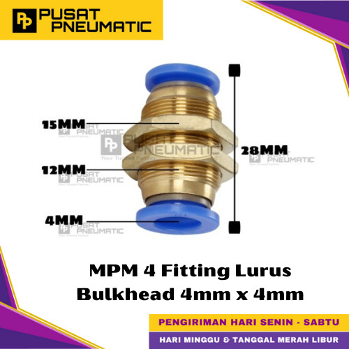 Jual MPM 4 One Touch Union Bulkhead Fitting Slip Lock Socket Push In ...