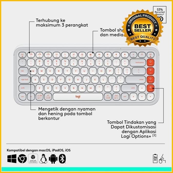 Jual Logitech Pop Icon Combo Keyboard Dan Mouse Bluetooth Off White X ...