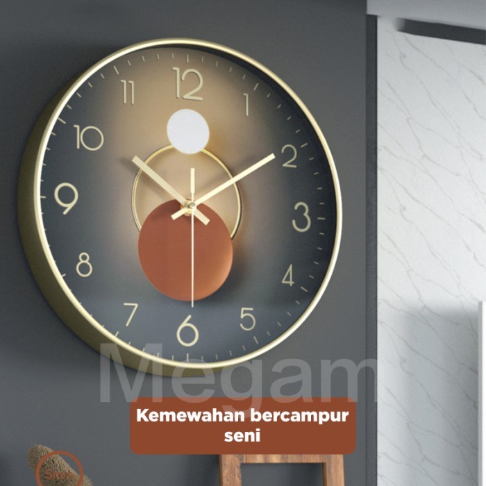 Jual Megam Jam Dinding Design Bulat Aesthetic Jam Tembok Minimalis ...