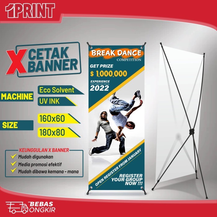 Jual Print X Banner Murah XBanner + Tiang Ukuran 60 x 160 dan 80 x 180 ...
