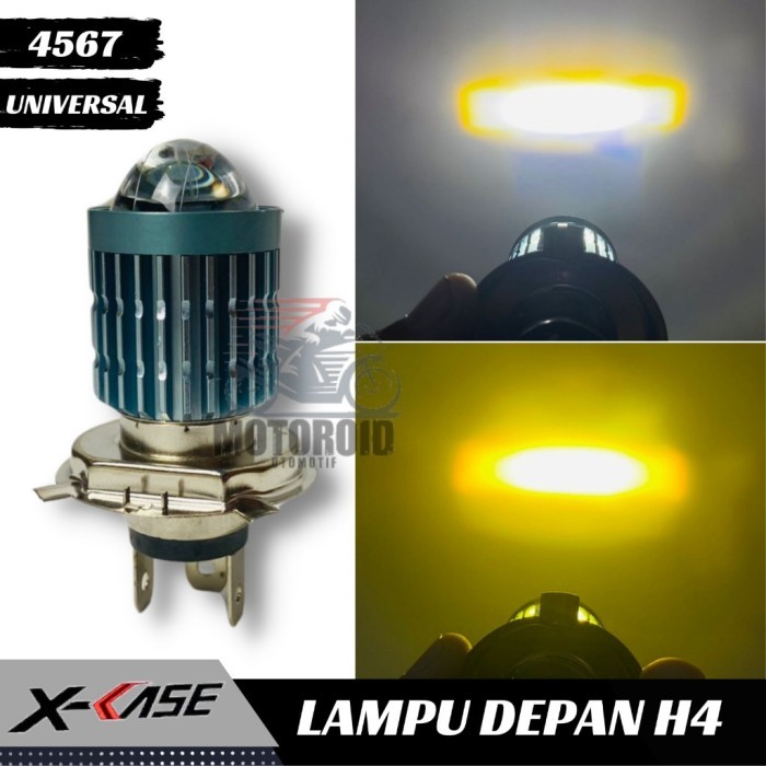 Jual LAMPU LED MOTOR H4 HI LO 3 KAKI D2 XCASE LASER DC 8-80 VOLT DUAL ...