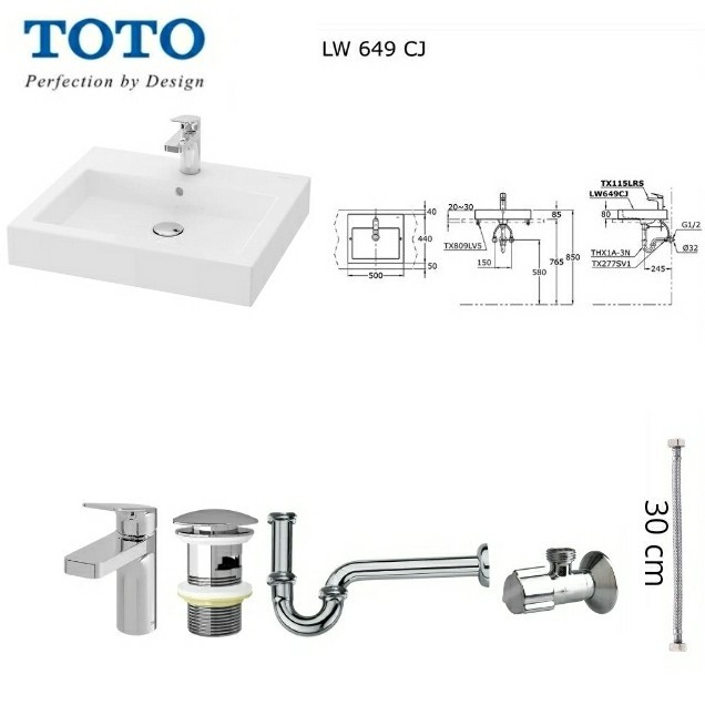 Jual Wastafel TOTO LW 649 CJ W/F Comp Set Kran Dingin TX109LRS | Shopee ...
