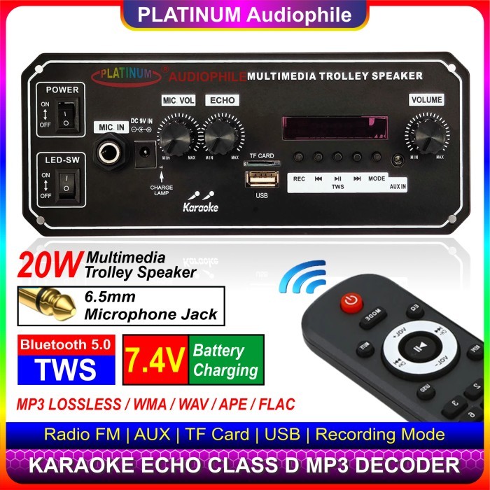 Jual Modul MP3 Decoder Bluetooth Karaoke Amplifier 2x 10W Multimedia ...