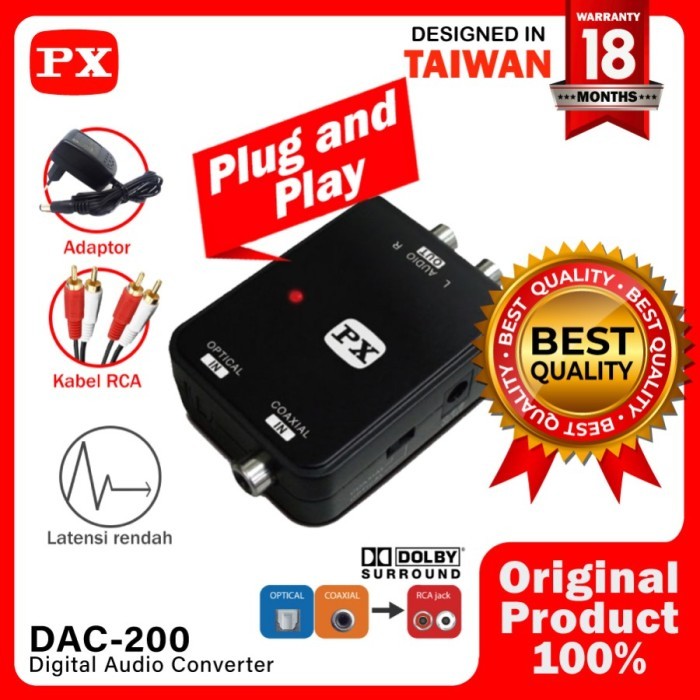 Jual PX DAC-200 Converter Digital Optical Coaxial to Analog RCA Audio ...