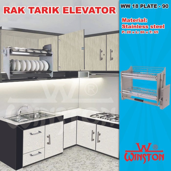 Jual Rak Tarik Elevator Basket Winston Ww 18 Plate 90 Ss Piring Lemari | Shopee Indonesia