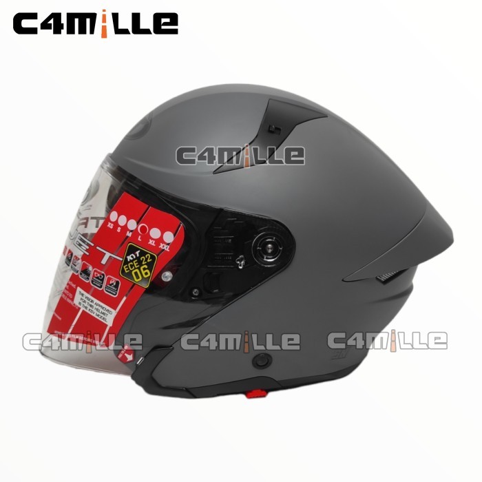 Jual HELM KYT TTR JET SOLID ICE MATT GORILLA GREY DOUBLE VISOR HALF ...