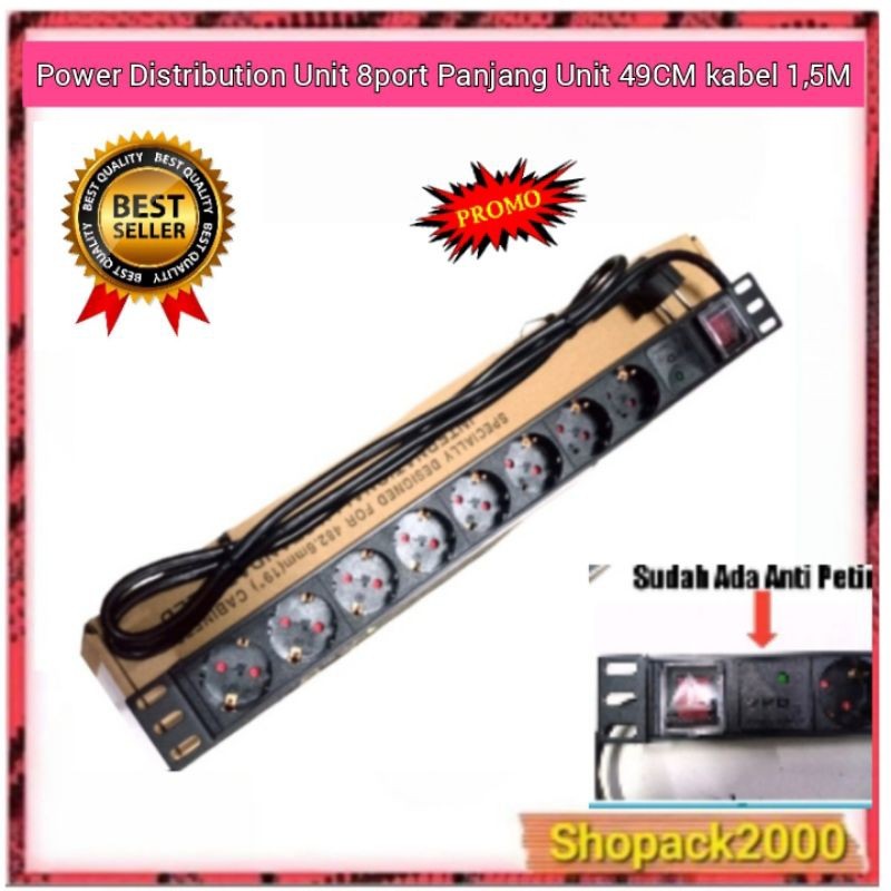 Jual PDU Power Distribution Outlet 8 Socket 16A PDU for rack, wallmount 19"sudah ada anti petir ...