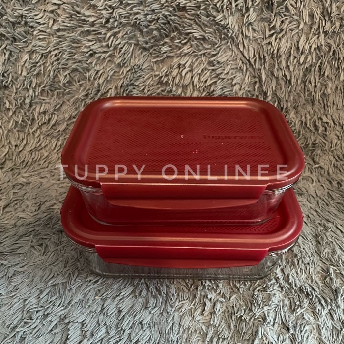 Jual Tupperware Premiaglass Set - Maroon Toples | Shopee Indonesia