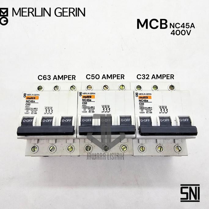 Jual terbaru merlin gerin mcb nc45a 3 phase/fase 32a 50a 63a | Shopee Indonesia