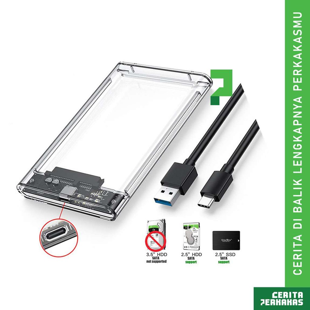 Jual Hardisk Casing External Case Transparan CP / 2.5 inch HDD USB 3.0 SSD 2,5 Sata Enclosure ...