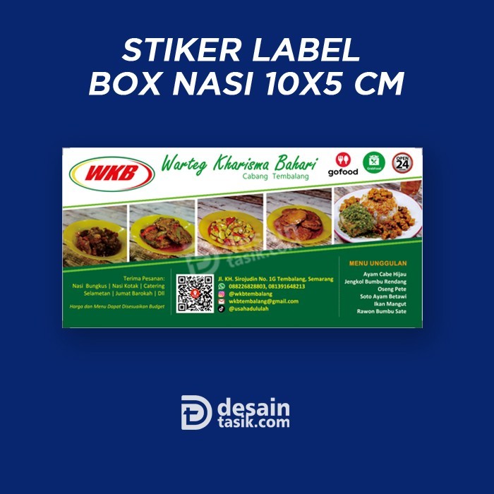 Jual Cetak Stiker label untuk Nasi Box, Catering atau Dus Makanan 10x5 ...