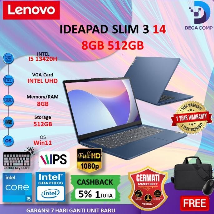 Jual Lenovo Ideapad Slim 3 14 I5-10210/I5-13420H 8Gb 512Gb Ssd W11 14 ...