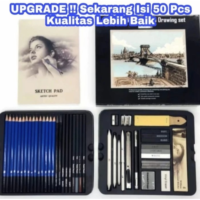 Jual Sketching 40 Pcs Pencil Set Drawing Kit Tools Pensil Gambar Sketsa ...