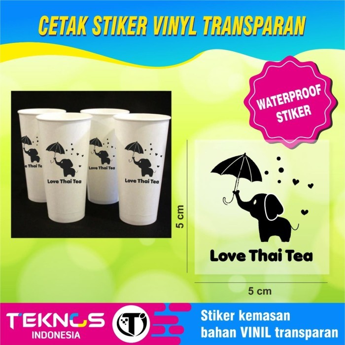 Jual CETAK STIKER LABEL KEMASAN GELAS CUP PLASTIK VINYL TRANSPARAN 5x5 ...