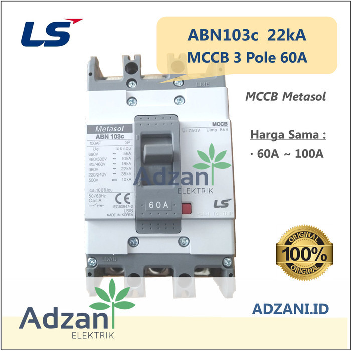 Jual PROMO! MCCB 3P 60A 22KA ABN103C LS METASOL LSIS MURAH | Shopee Indonesia