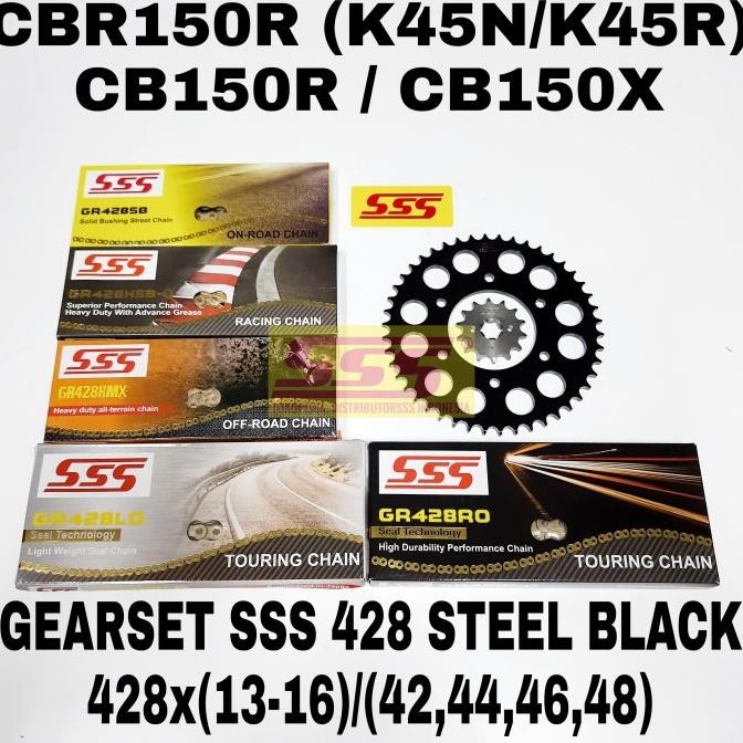 Jual Girset Sss 428 Steel Black Cbr150R Cb150R Cb150X Rantai Sss Gold ...