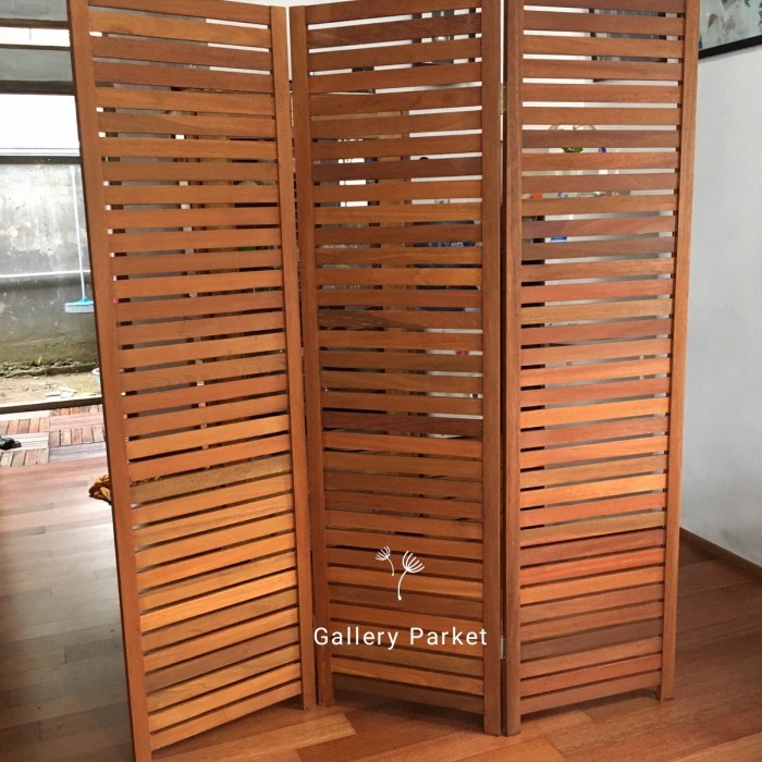 Jual Partisi Ruangan Kayu Skat Pembatas Pagar Kayu Bengkirai | Shopee ...