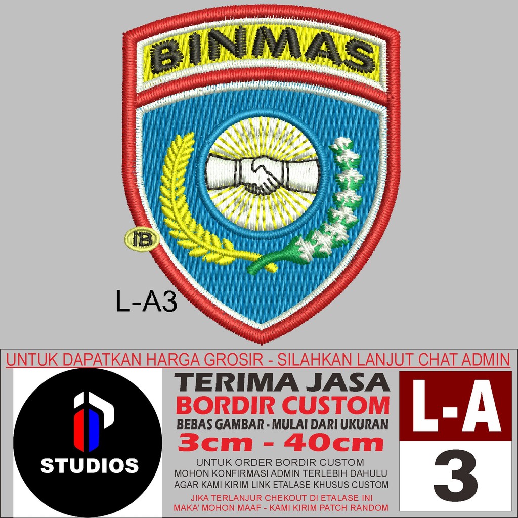 Jual PATCH BORDIR LOGO L-A3 BINMAS - I STUDIOS REVIEW/TESTIMONI ...