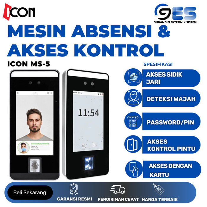 Jual Terl4ris!!@ Mesin Absensi Wajah Sidik Jari ICON MS- V5L Support ...