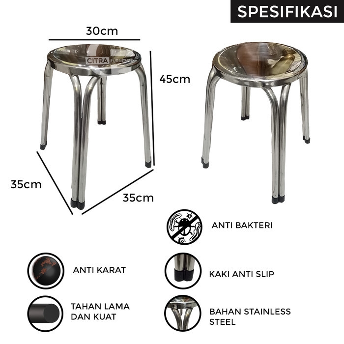 Jual Kursi Bakso Stainless SteelBangku Baso Besi Anti Karat | Shopee ...