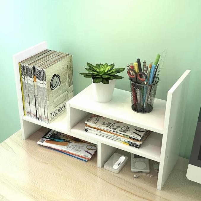 Jual Rak Buku Meja Kayu Serbaguna Minimalis Rakit DIY Bookshelf ...
