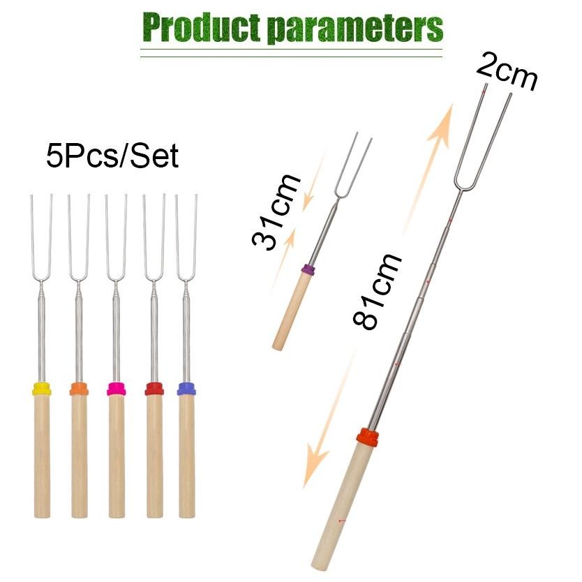 Jual Rak Dapur 5Pcs/Set BBQ Marshmallow Skewer /Extendable Fork Stick ...