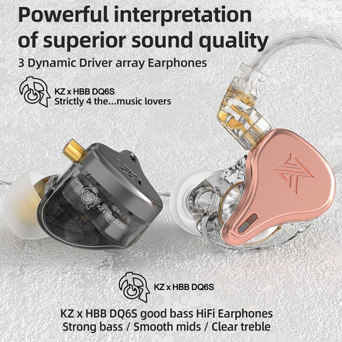 Jual Kz Dq6 Knowledge Zenith Triple Dynamic Drivers - Earphone With Mic | Shopee Indonesia