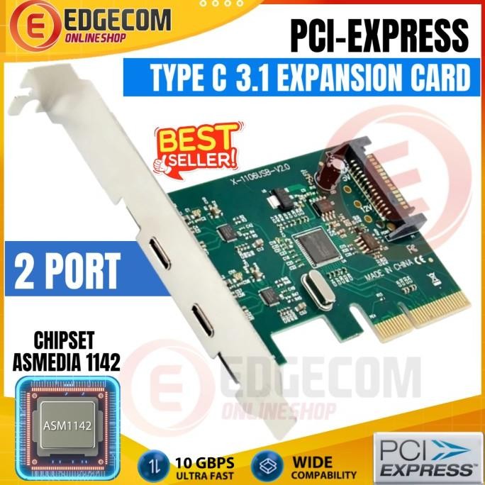 Jual Pci-E Pcie 4X Usb Type C 3.1 Expansion Card 1 Port / 2 Port Pci Express Baru!! | Shopee ...
