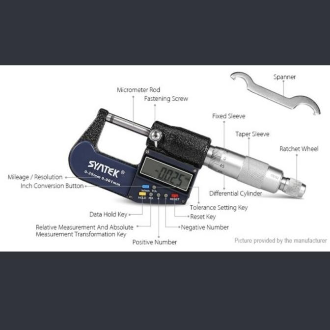Jual Digital Micrometer 0.001Mm 0-25Mm Syntek Micro Meter Mikrometer ...