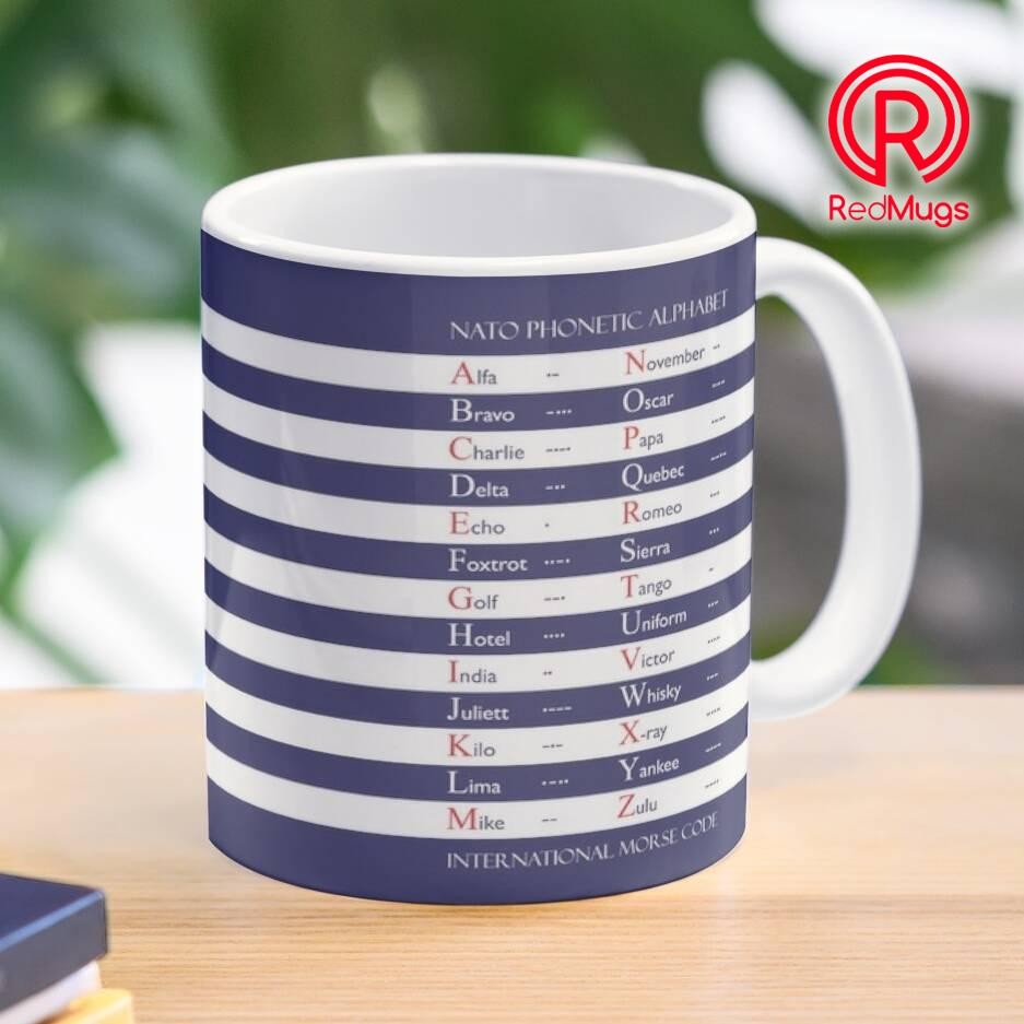 Jual Gelas Mug NATO Phonetic Alphabet and Morse Code on marine stripe Classic Mug | Shopee Indonesia