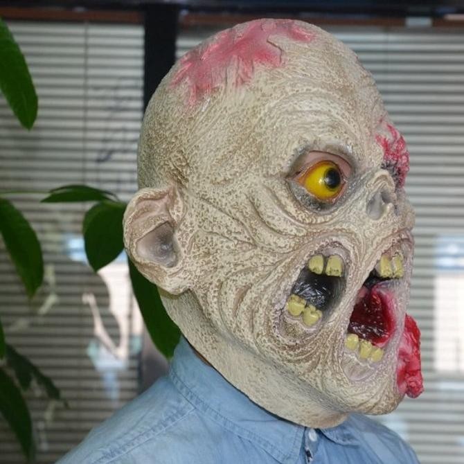 Jual Topeng Monster Zombie Botak Halloween Scary Full Latex Asli ...