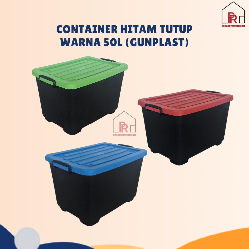 Jual Container Box Hitam 50L / Box Roda / Container Box / Kotak Penyimpanan Besar Terbaru ...