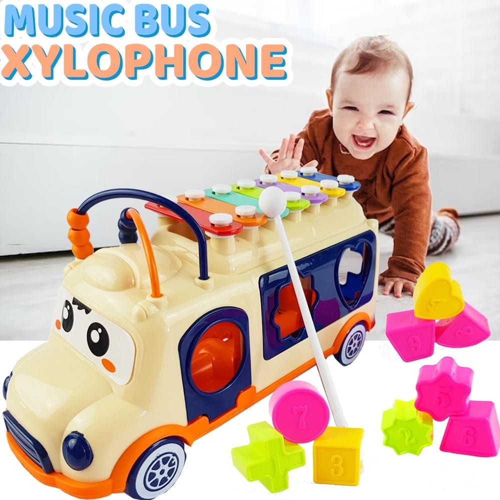Jual dg-78 Mainan Bus Xylophone Mobil / Mainan 3in1 Musik/ Sorting ...
