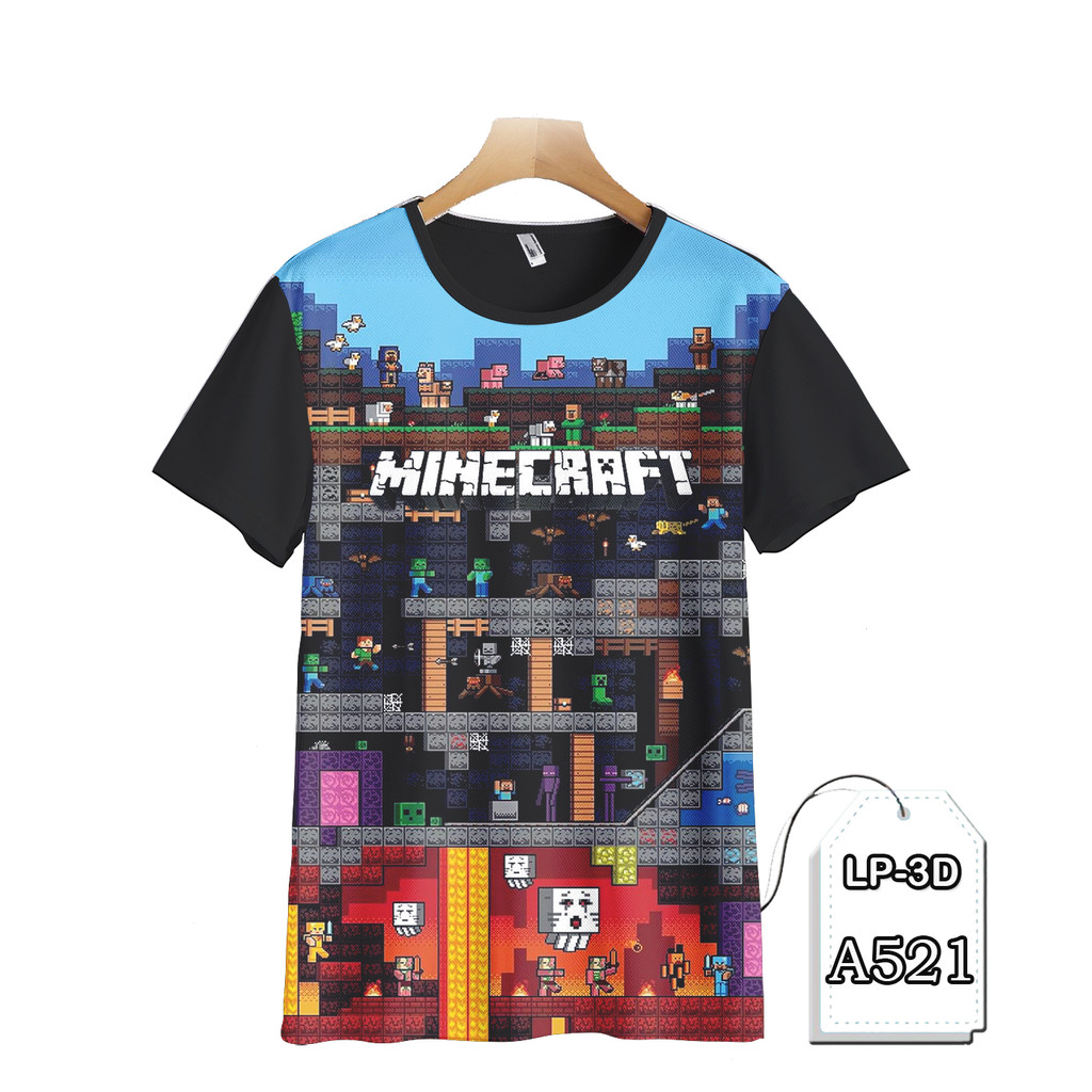 Jual Baju Minecraft Kaos Anak dan Dewasa Printing 3D LP3D-A521 Fashion ...