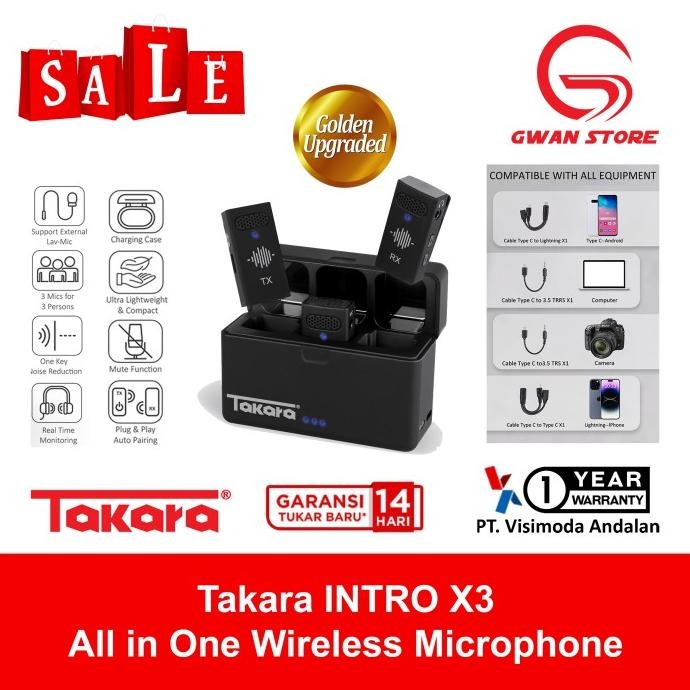 Jual Takara INTRO X3 All in One Wireless Mic Microphone with Charging ...