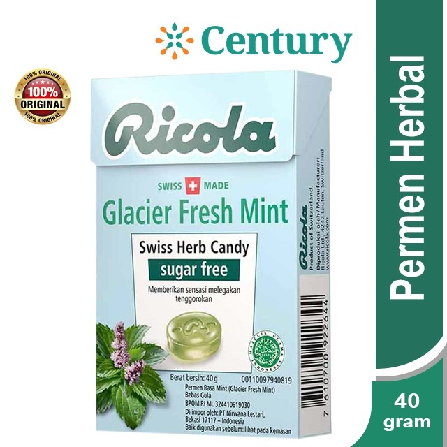 Jual RICOLA GLACIER FRESH MINT SUGAR FREE SWISS HERB CANDY 40Gr ...