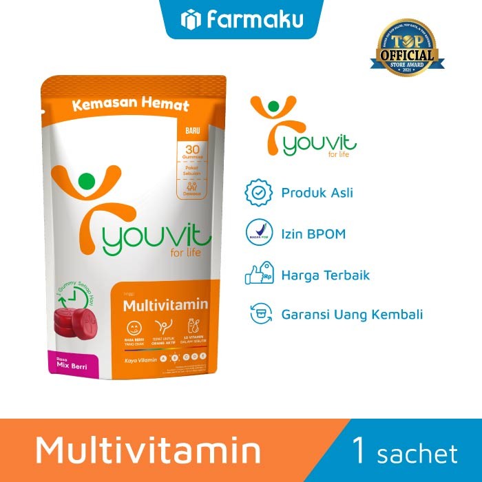 Jual Youvit Gummy Multivitamin Dewasa 30 Day Sachet - (Variasi) | Shopee Indonesia