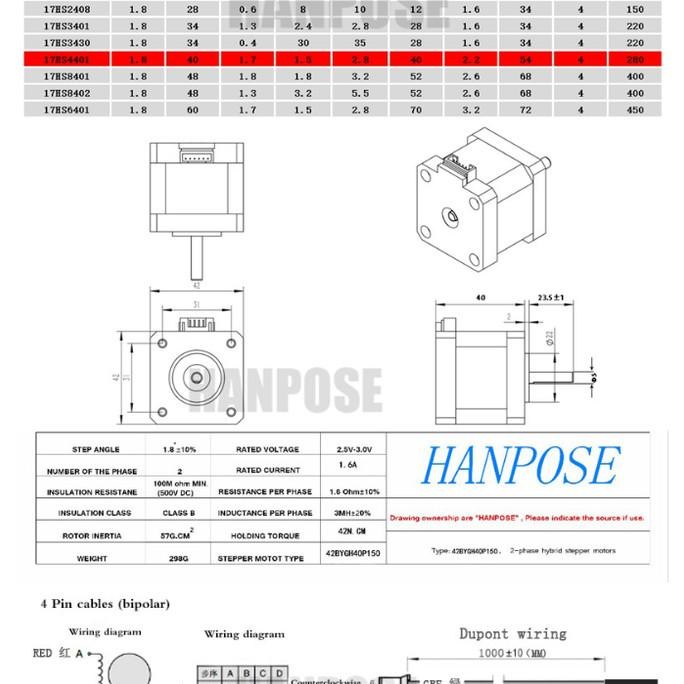 Jual [ Ofe ] Stepper Motor Hanpose 17Hs6401 1.7A High Torque Nema 17 ...