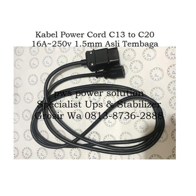 Jual Kabel Power Cord C13 to C20 16A-250v 1.5M | Shopee Indonesia