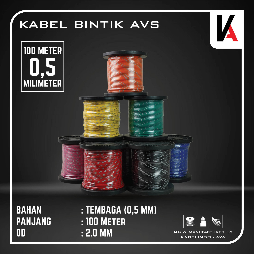 Jual KABEL BINTIK AVS 0.5 MM X 100 M KABEL OTOMOTIF BODY MOBIL MOTOR SERABUT TEMBAGA (BOBIN ...