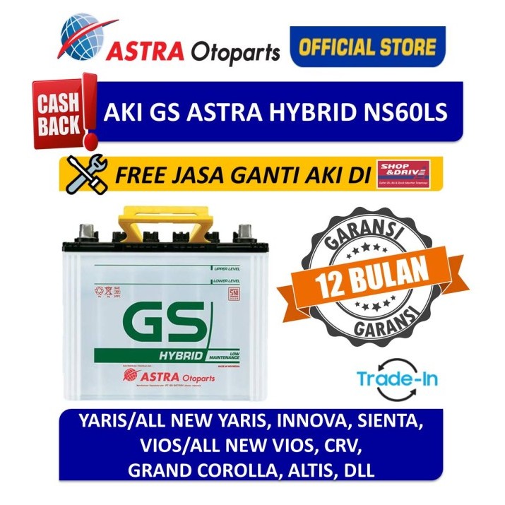 Jual Promo!! Voucher Aki Gs Astra Hybrid Ns60Ls Yaris Innova Vios Free Jasa Ganti | Shopee Indonesia