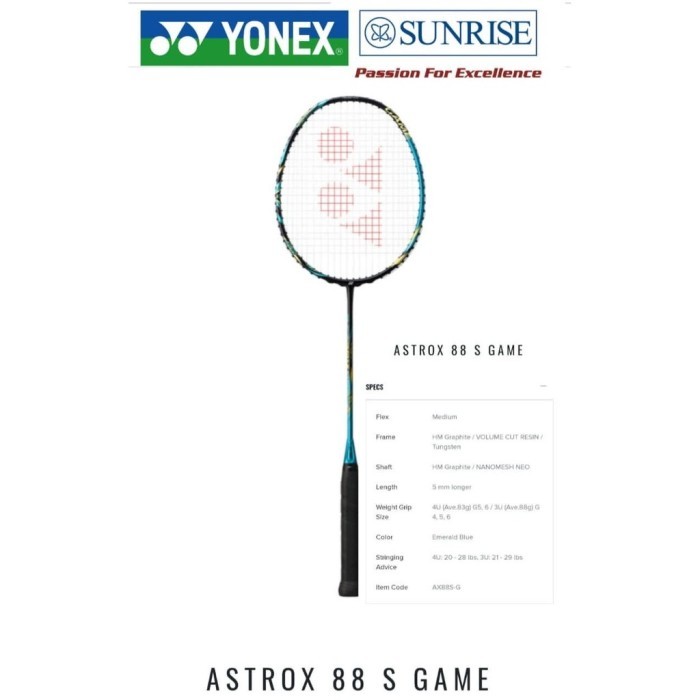 Jual Raket Badminton Bulutangkis YONEX ASTROX 88 S 88 D GAME ORIGINAL | Shopee Indonesia