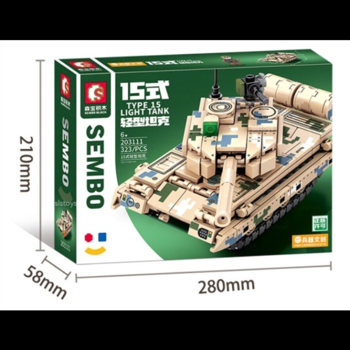 Jual Sembo Block Tank Type 15 Light Tank 203111 Mainan Koleksi Miniatur ...
